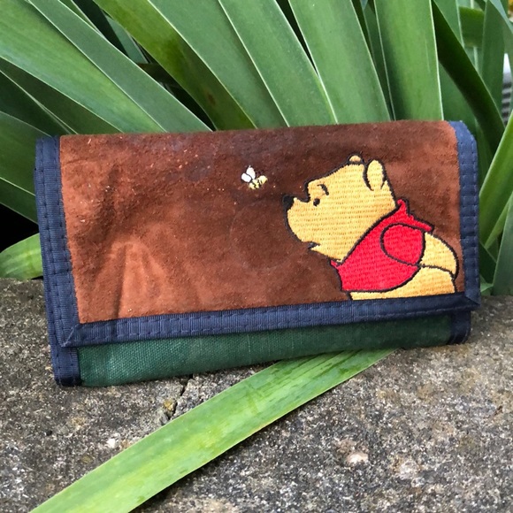 Disney | Bags | Vintage Suede Disney Pooh Trifold Wallet | Poshmark